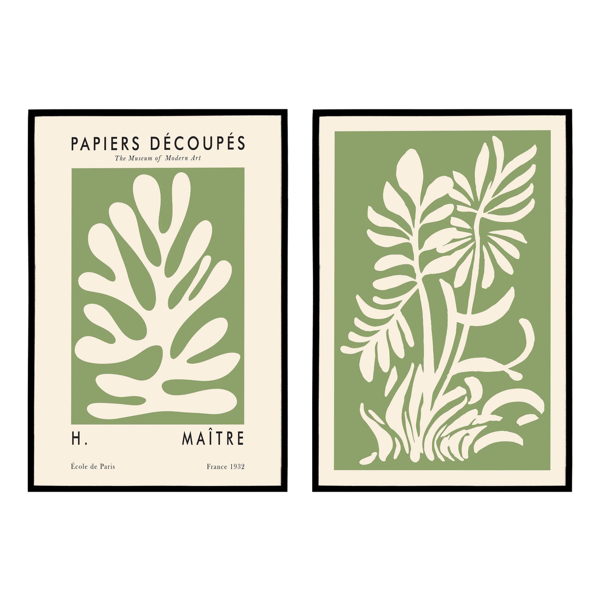 Set of 2 Green Botanical French Poster – HypeSheriff