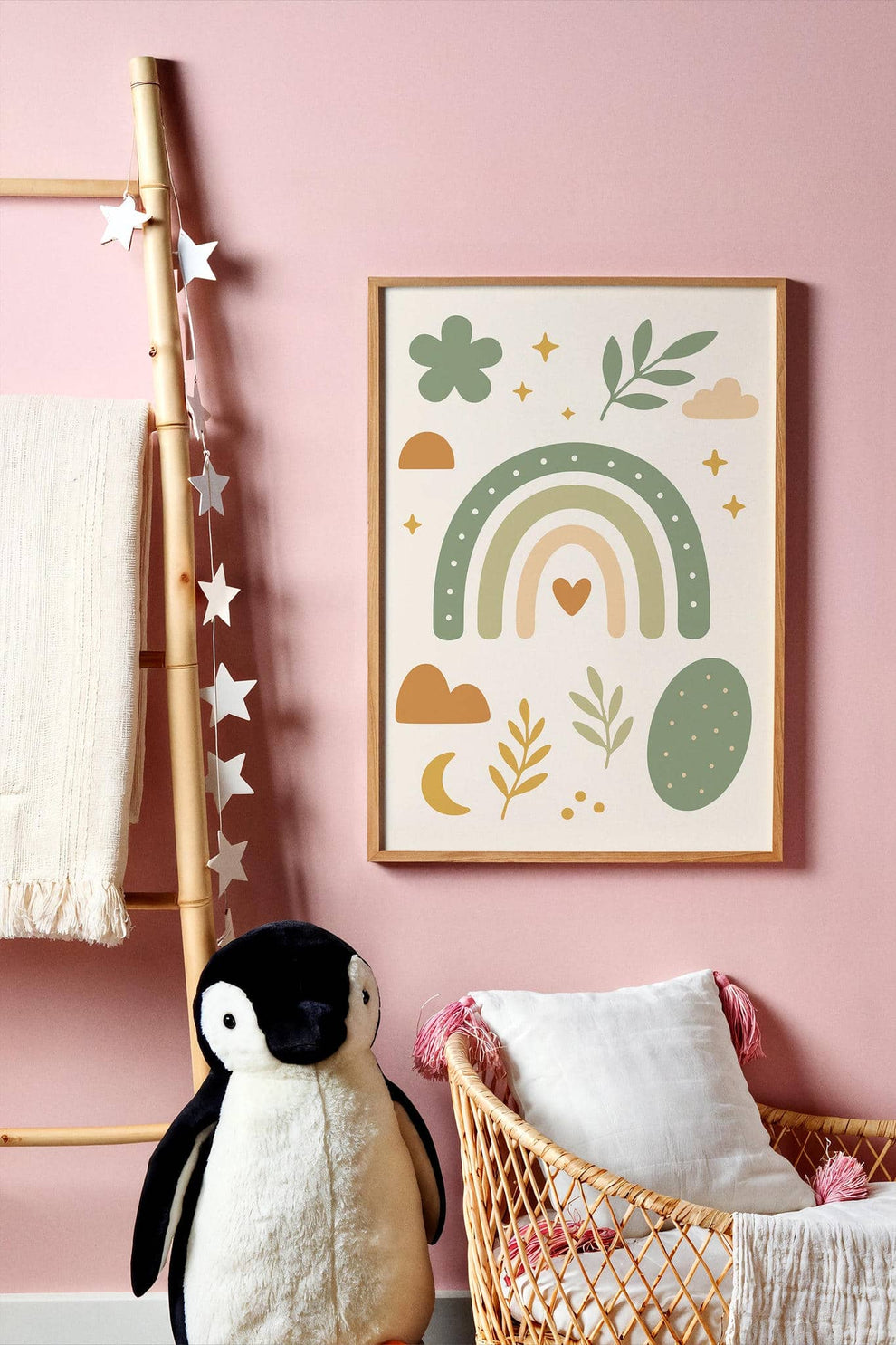 Boho Rainbow Poster – Earthy Green Tones – HypeSheriff