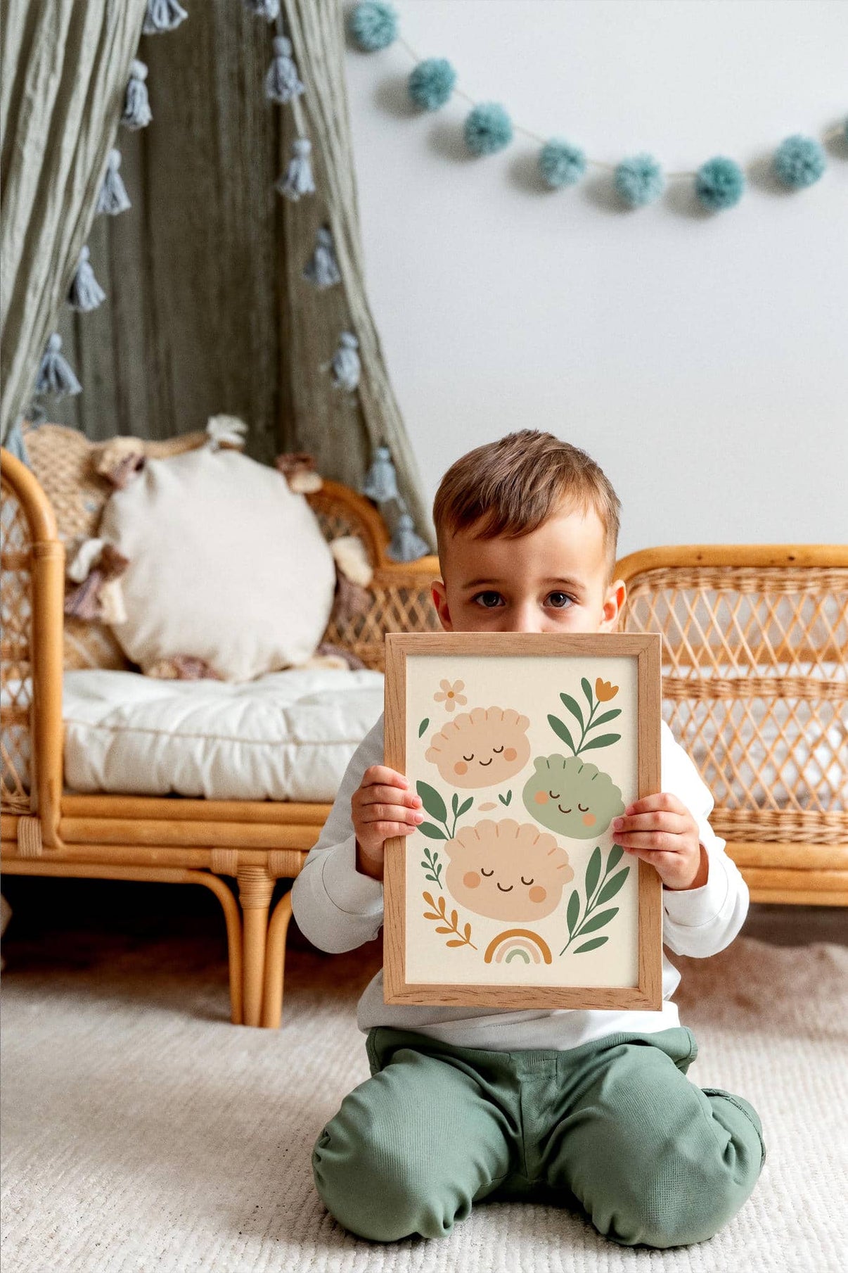 Cute Dumplings Poster – Nursery Food Print – HypeSheriff