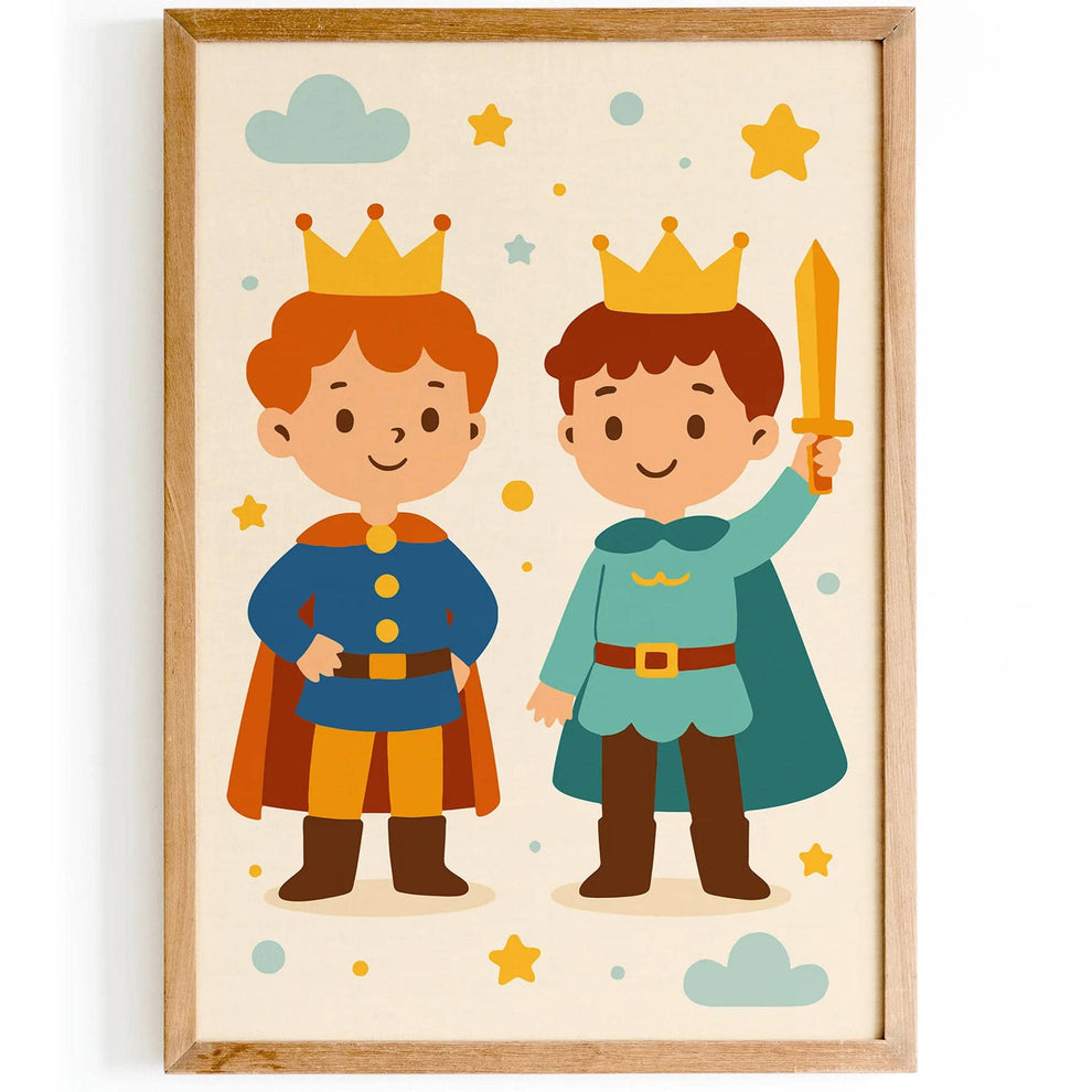 Two Kings Poster – Whimsical Wall Art for Boys Room Decor – HypeSheriff