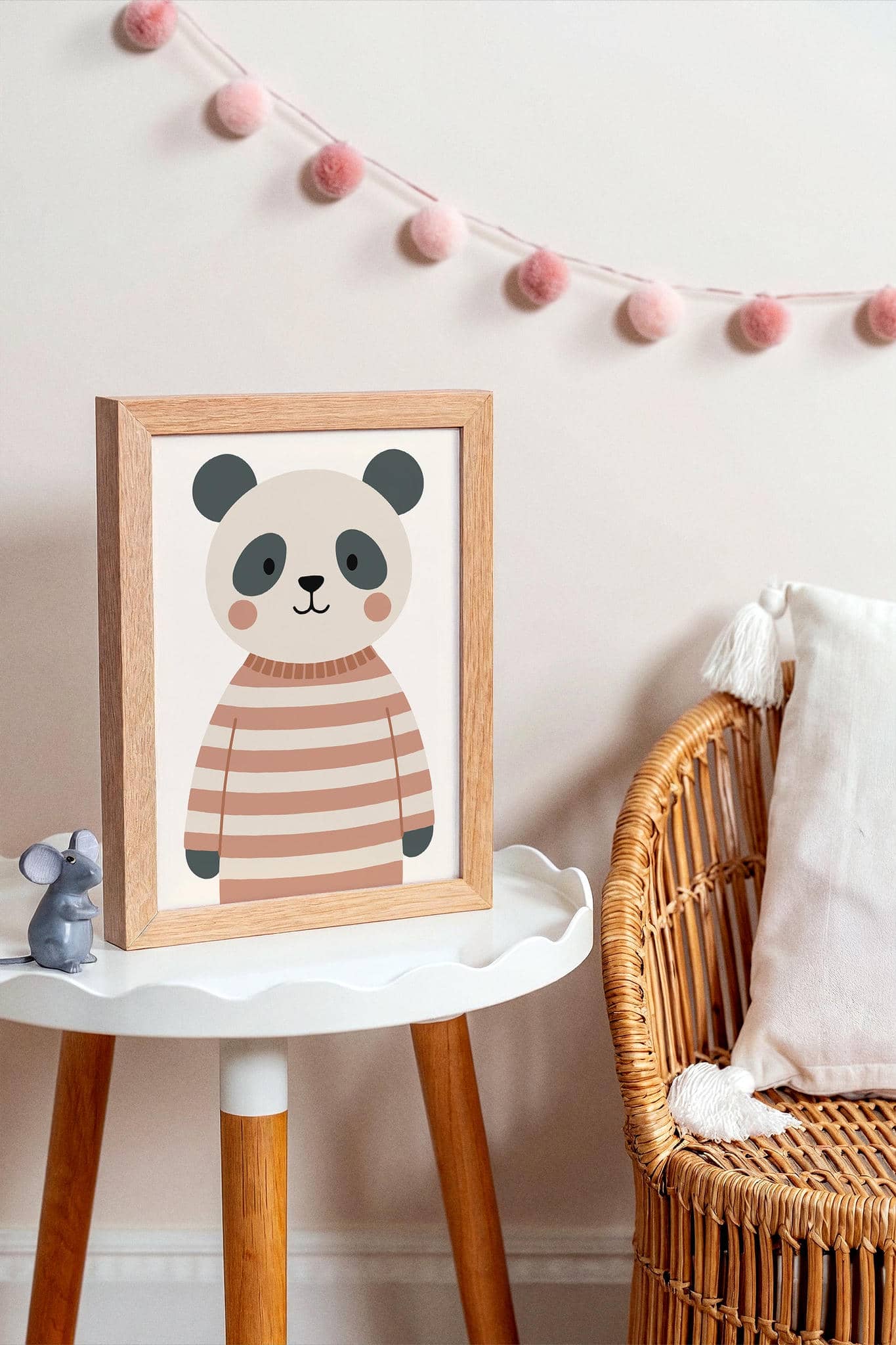 Cute Panda Bear in Striped Sweater Wall Art – HypeSheriff