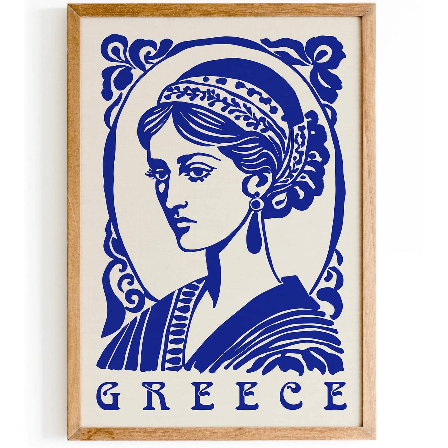 Blue Greece Woman Portrait Print – HypeSheriff