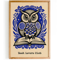 Book Lovers Club Blue Owl Art Print – HypeSheriff