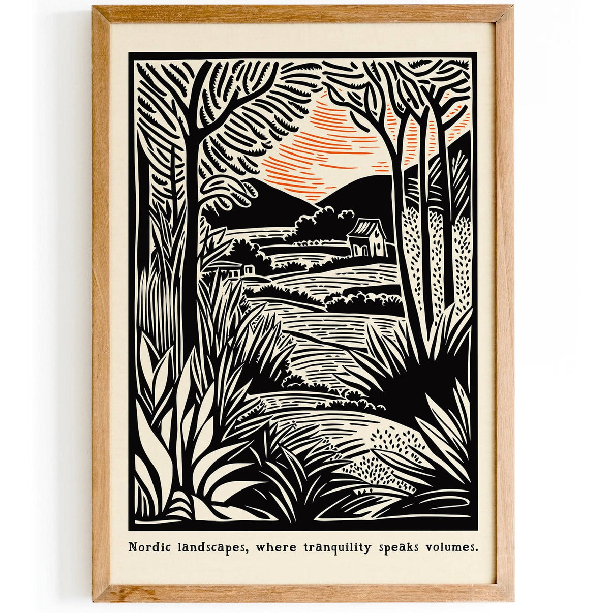 Nordic Landscape Drawing Wall Art Print – HypeSheriff