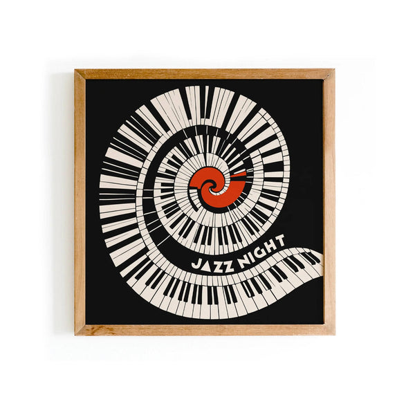 Abstract Jazz Piano Poster – Black Swirl Square Art – HypeSheriff