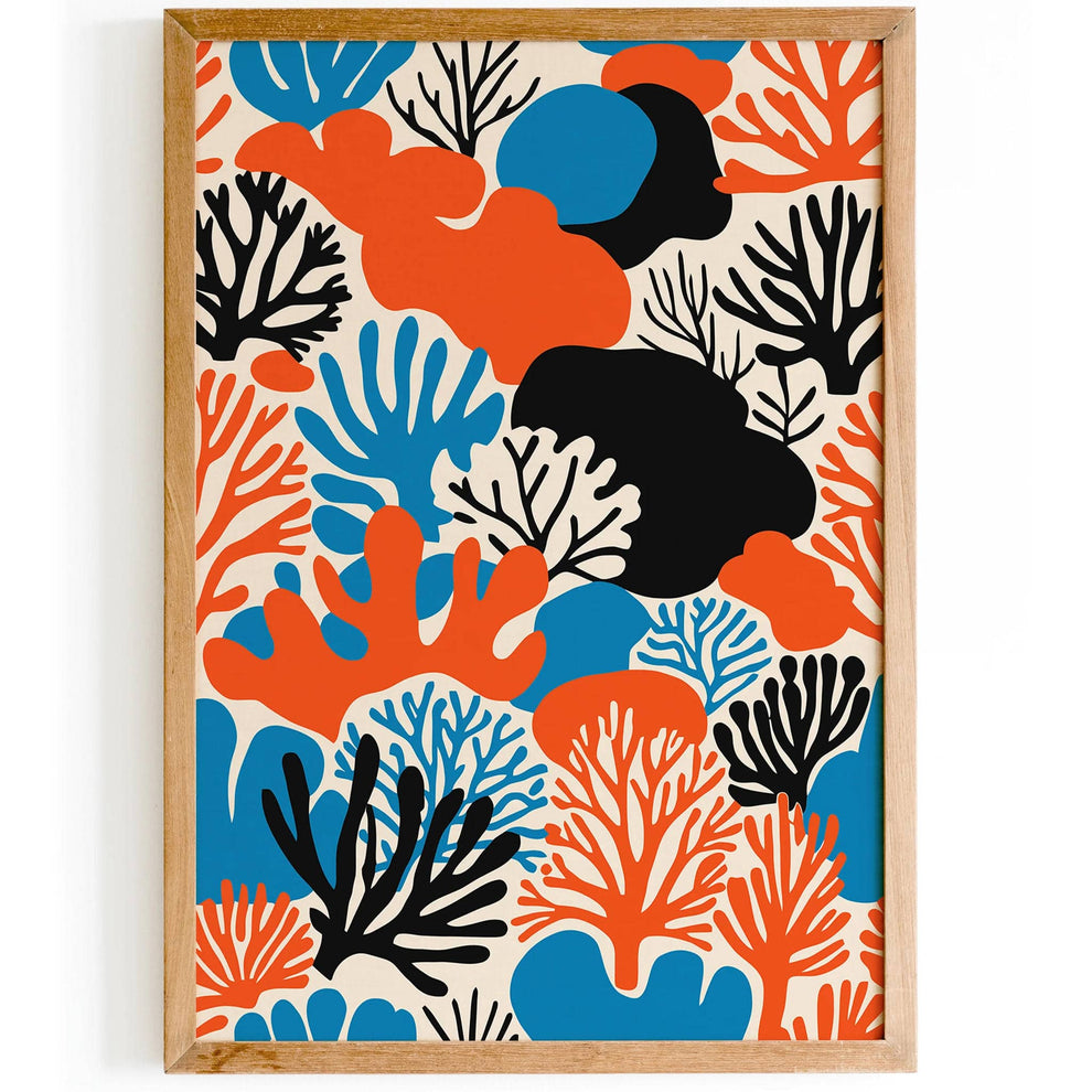Retro Blue Coral Reefs Botanical Art Print – HypeSheriff