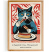 Funny Cat Eating Hot Dog Italian Art Print – HypeSheriff
