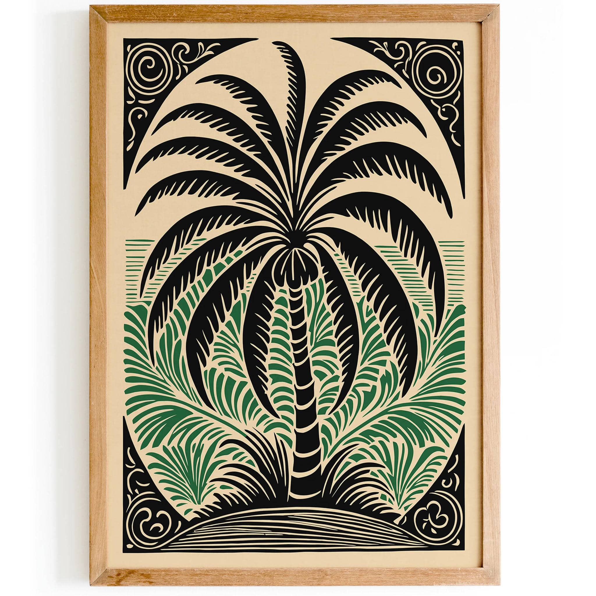Black Palm Tree Linocut Style Poster – HypeSheriff
