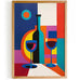 Modern Abstract Wine Art - Colorful Geometric Wine Bottle & Glasses Po ...