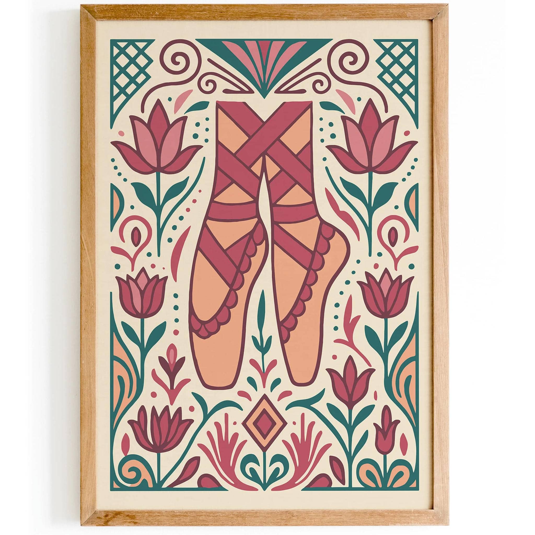 Pointe Ballet Shoes Poster in Art Deco Style – HypeSheriff