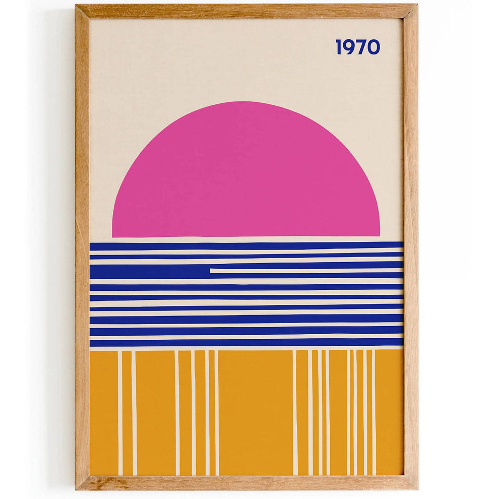 1970 Retro Pink Geometric Sun Poster – HypeSheriff
