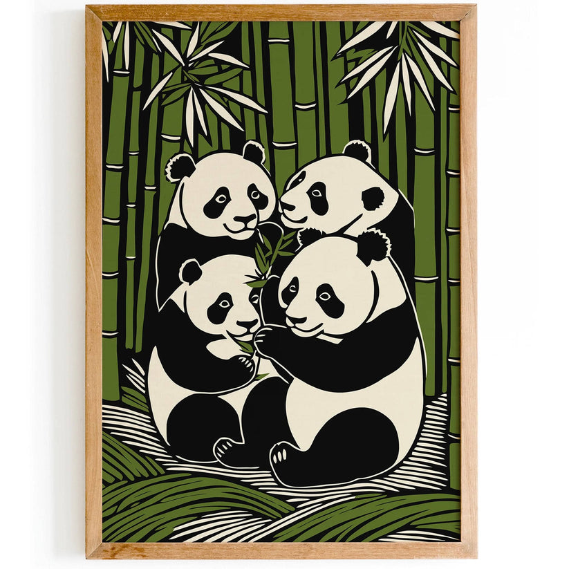 Panda Bears in Bamboo Forest Art Print – HypeSheriff
