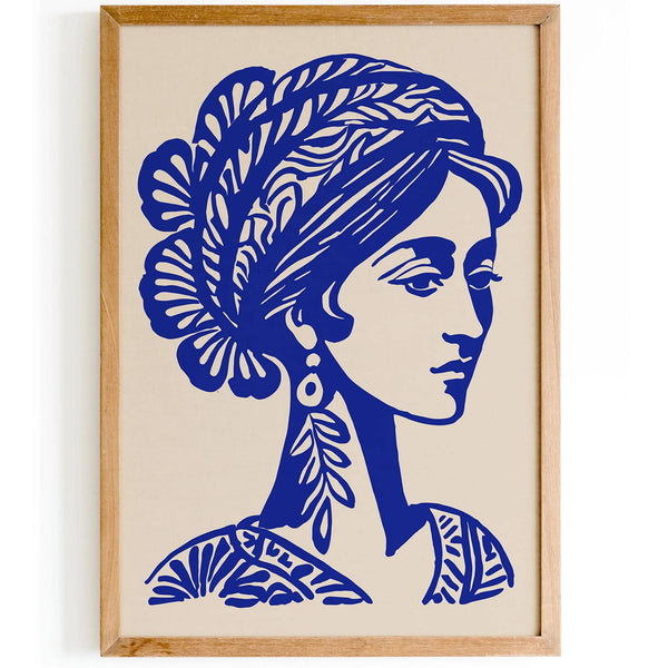 Blue Woman Portrait Art Print – HypeSheriff