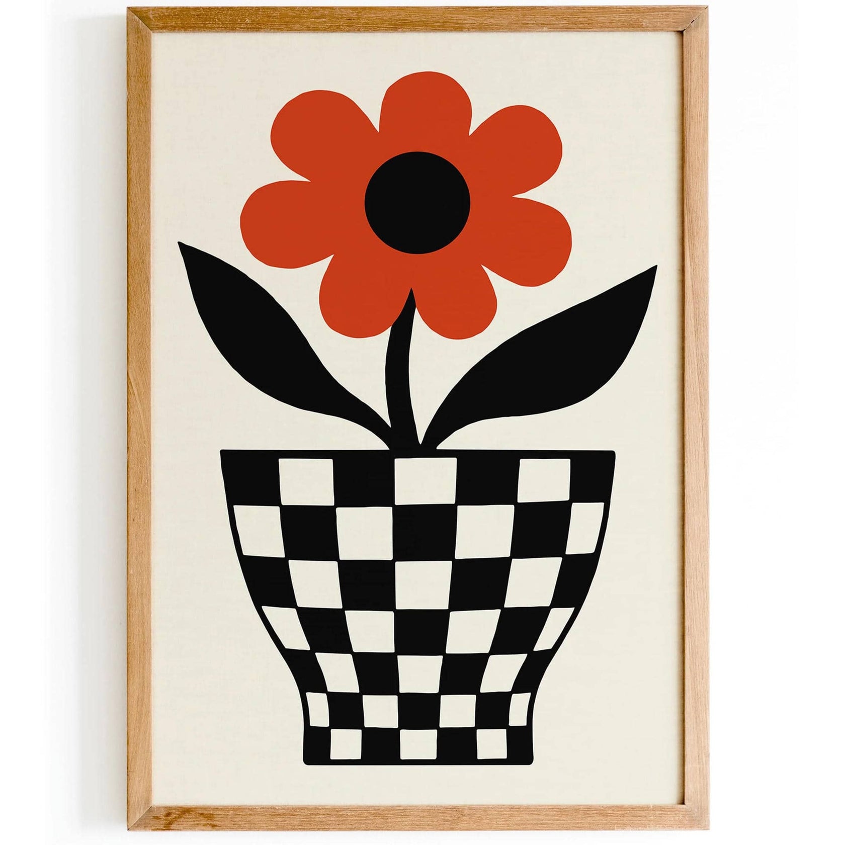 Retro Red Flower in Checkerboard Pot Poster – HypeSheriff
