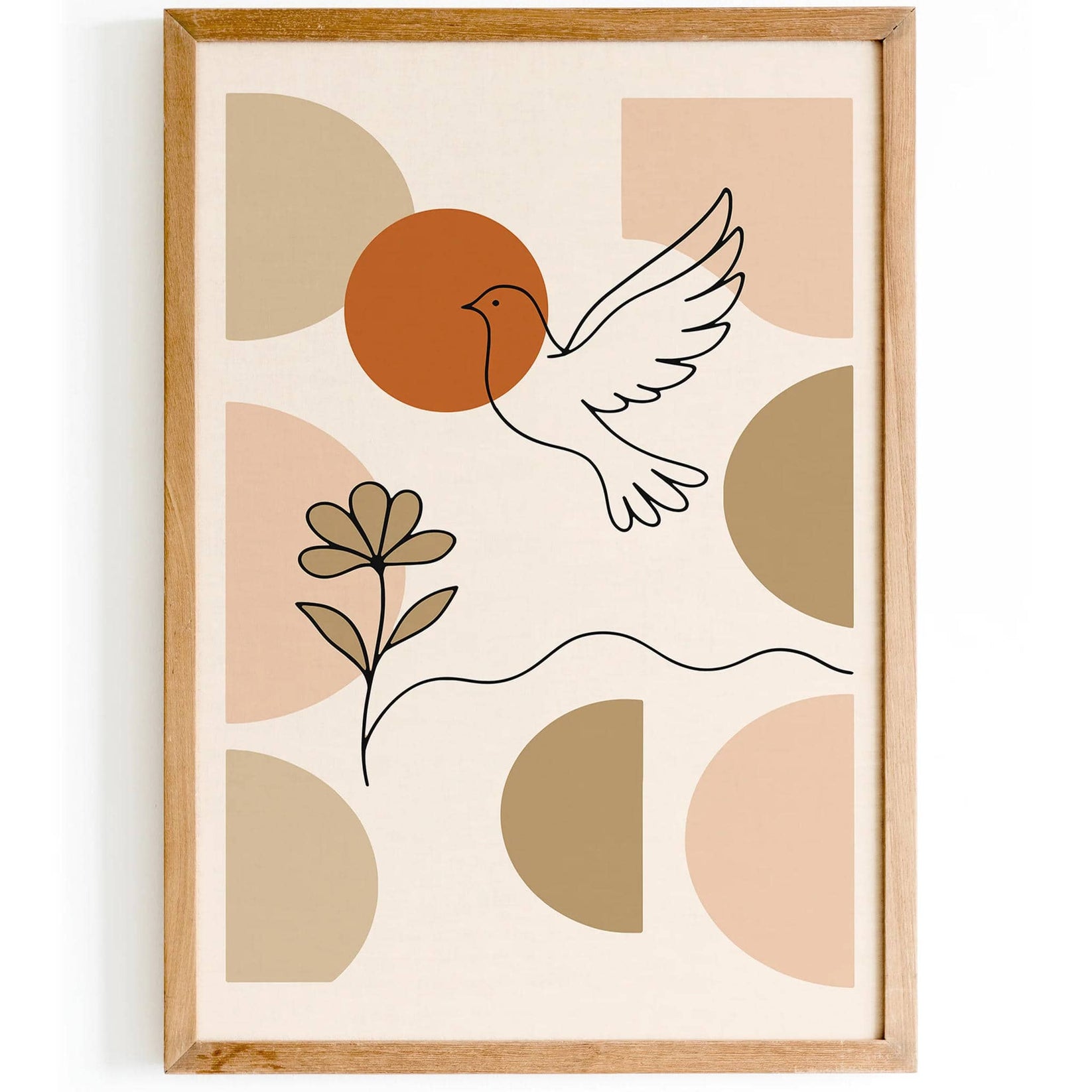 Dove Line Art Print – Minimalist Peace Bird Wall Poster – HypeSheriff
