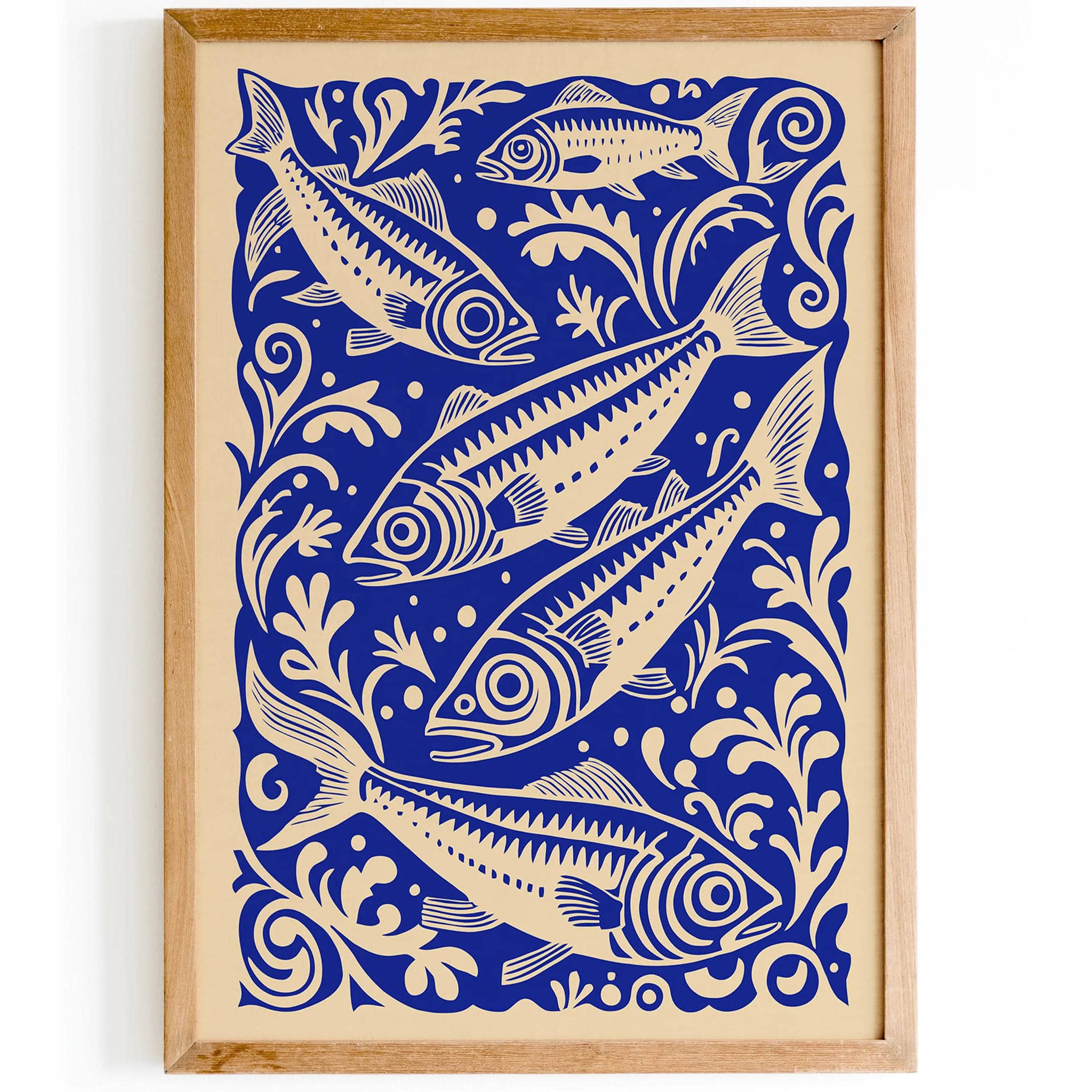 Sardines Blue Rococo Botanical Art Print – HypeSheriff