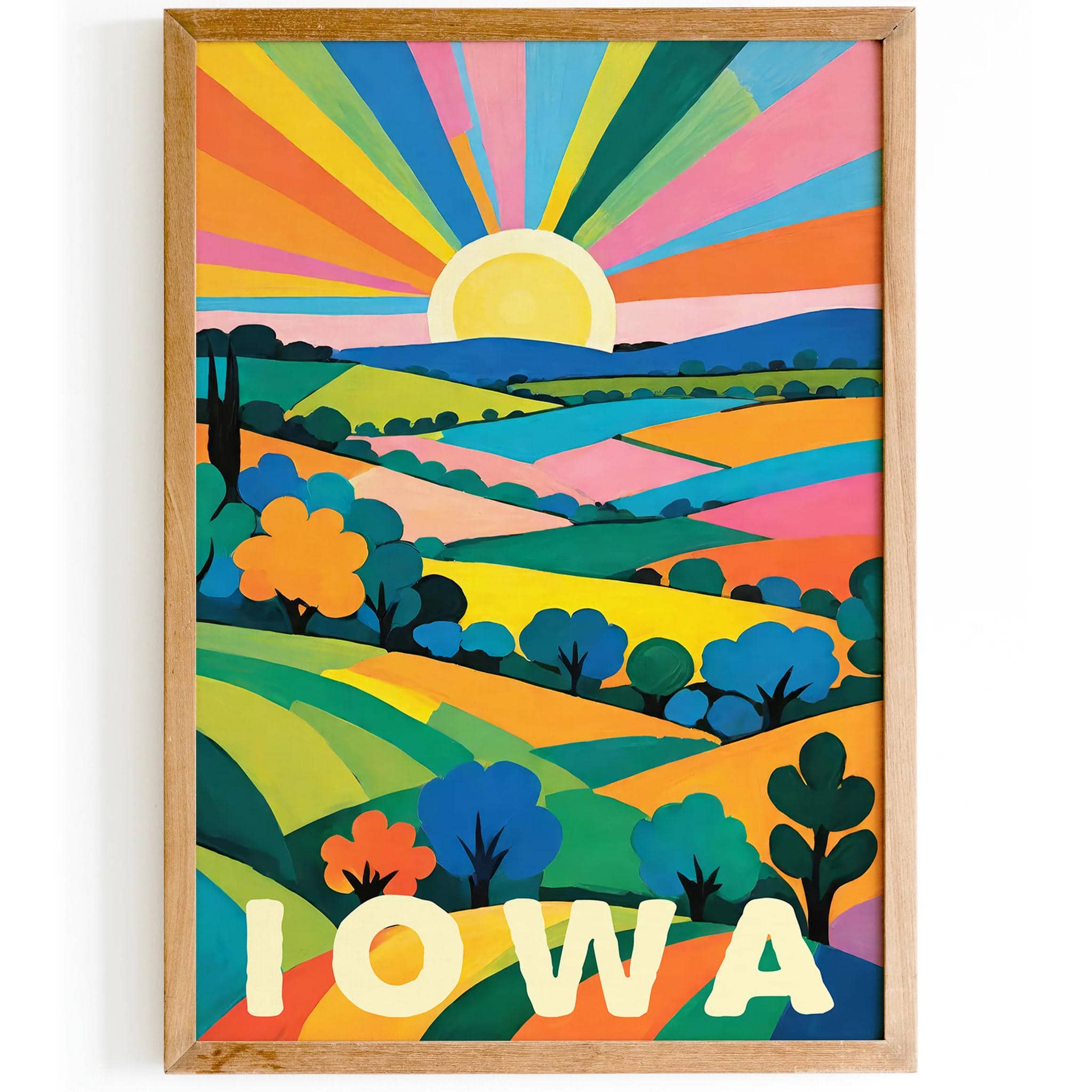 Retro Colorful Iowa Travel Wall Art – HypeSheriff
