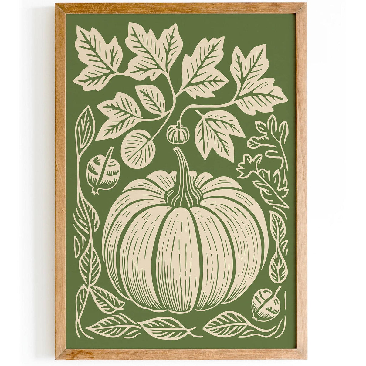 Green Linocut Pumpkin Kitchen Wall Art – HypeSheriff