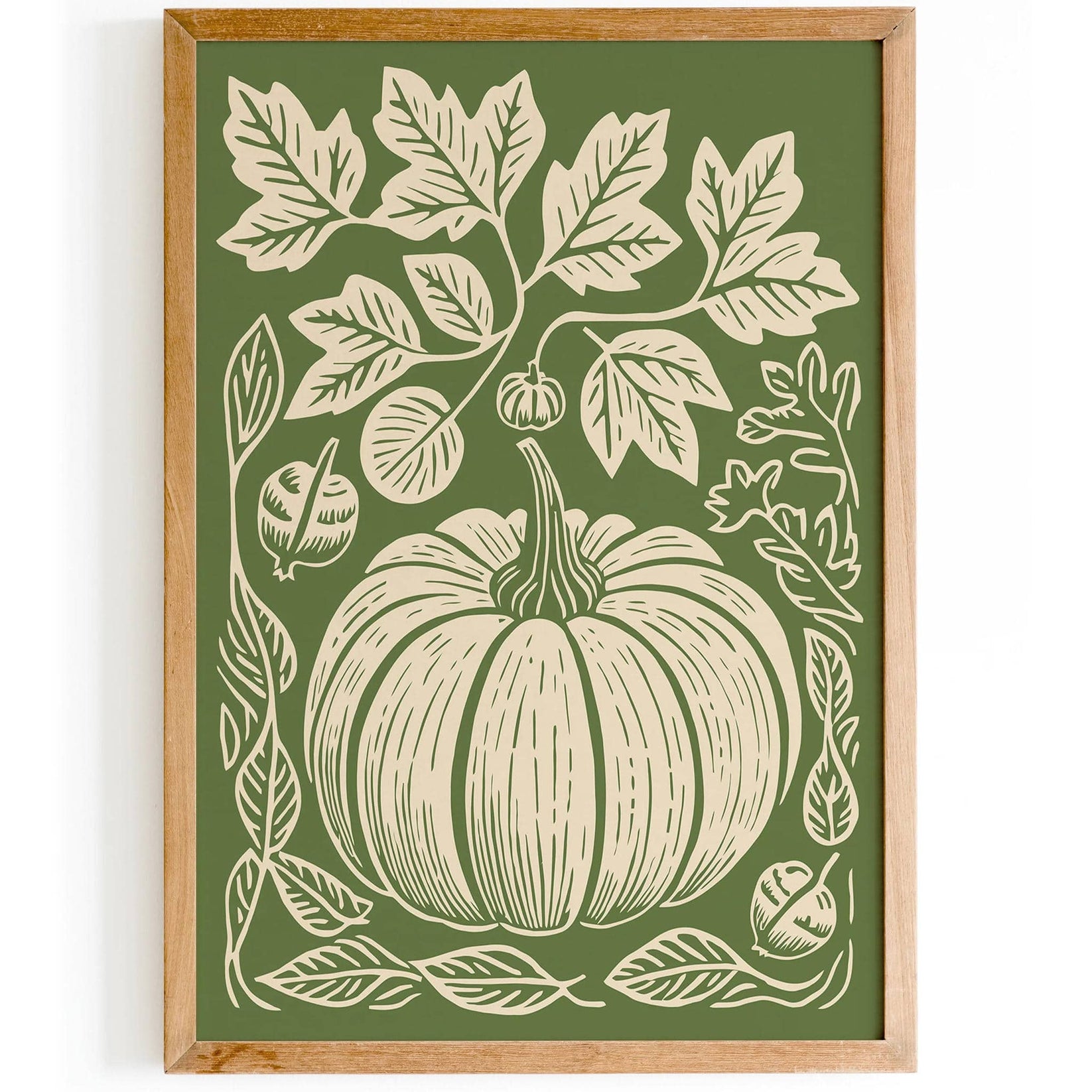 Green Linocut Pumpkin Kitchen Wall Art – HypeSheriff