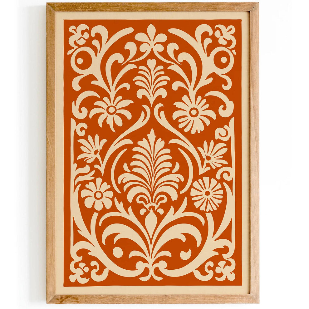 Folk Burnt Orange Floral Cut Outs Print – HypeSheriff