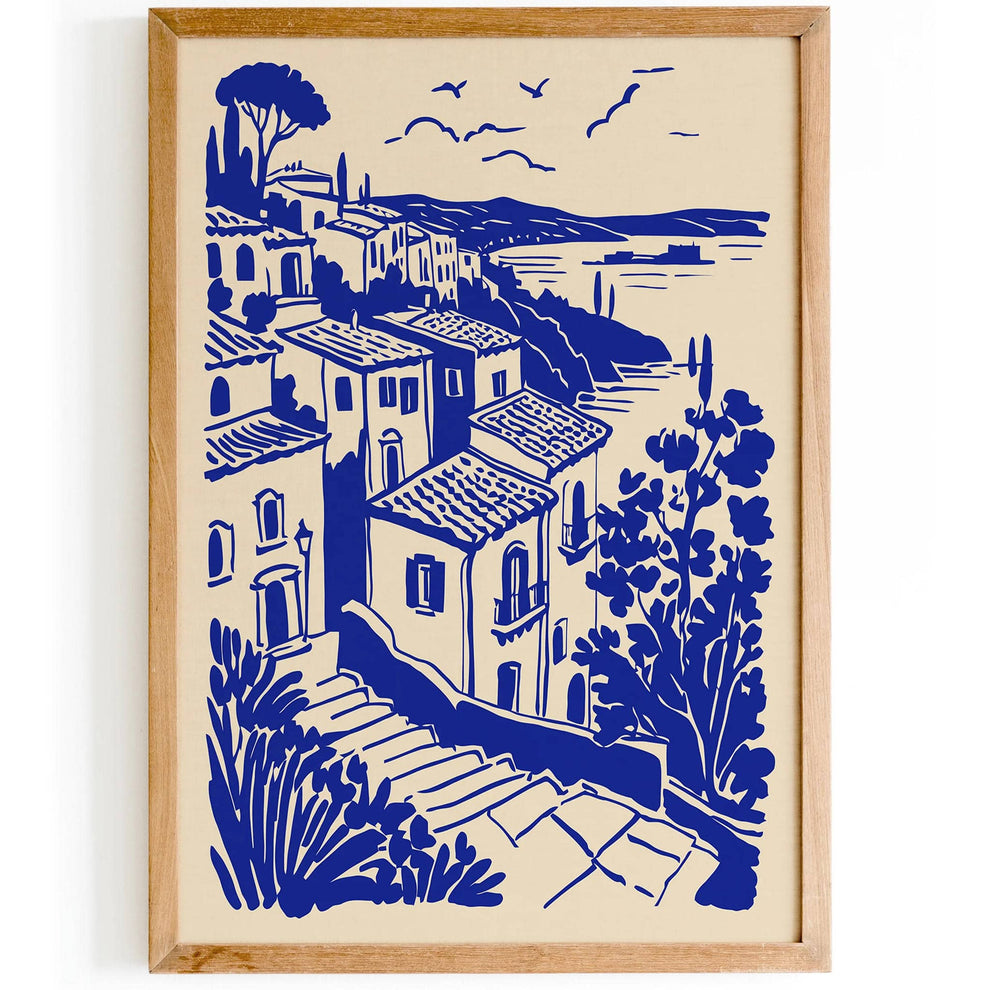 Positano Cityscape Blue Poster – HypeSheriff