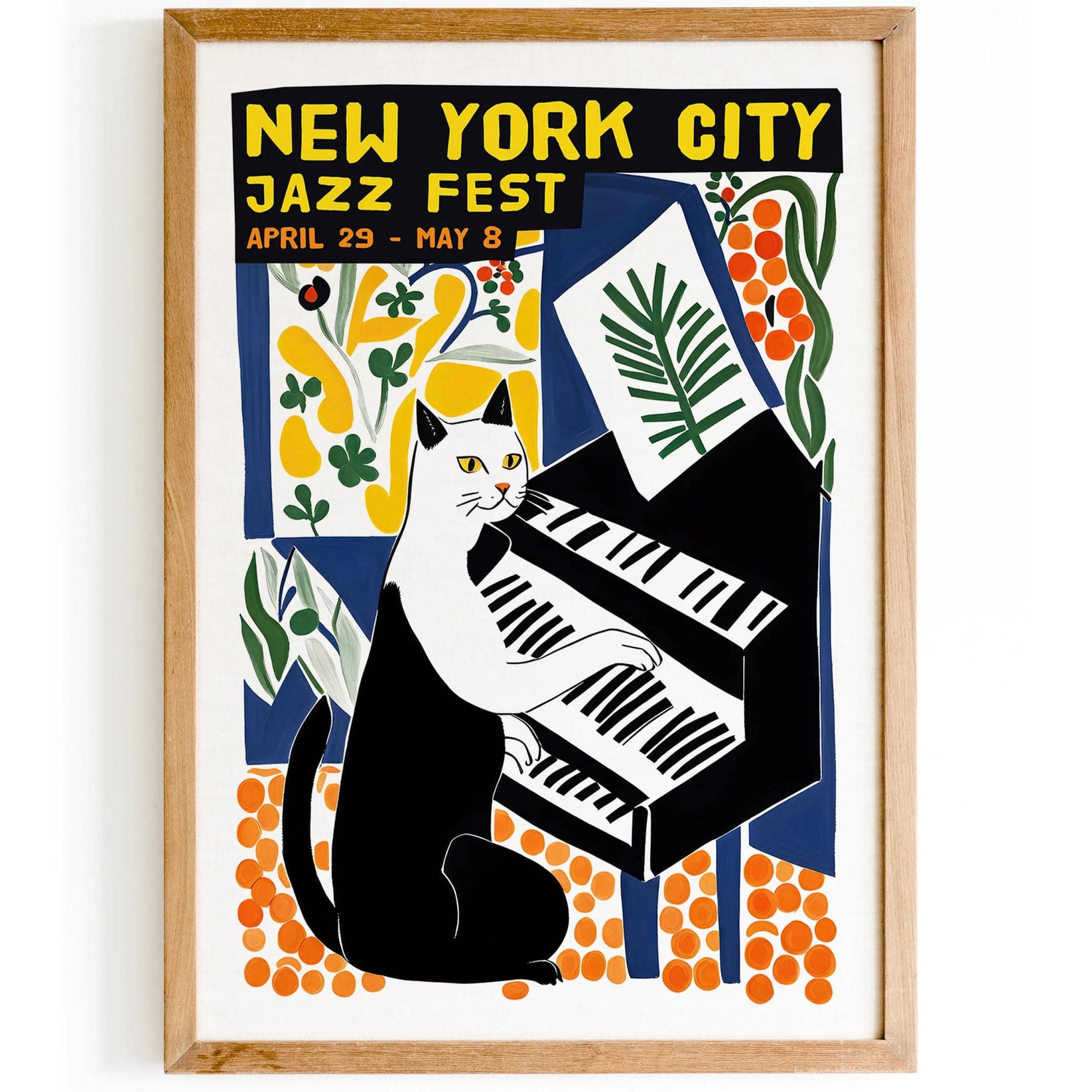 Retro Jazz Cat Poster - NYC Festival Wall Art – HypeSheriff