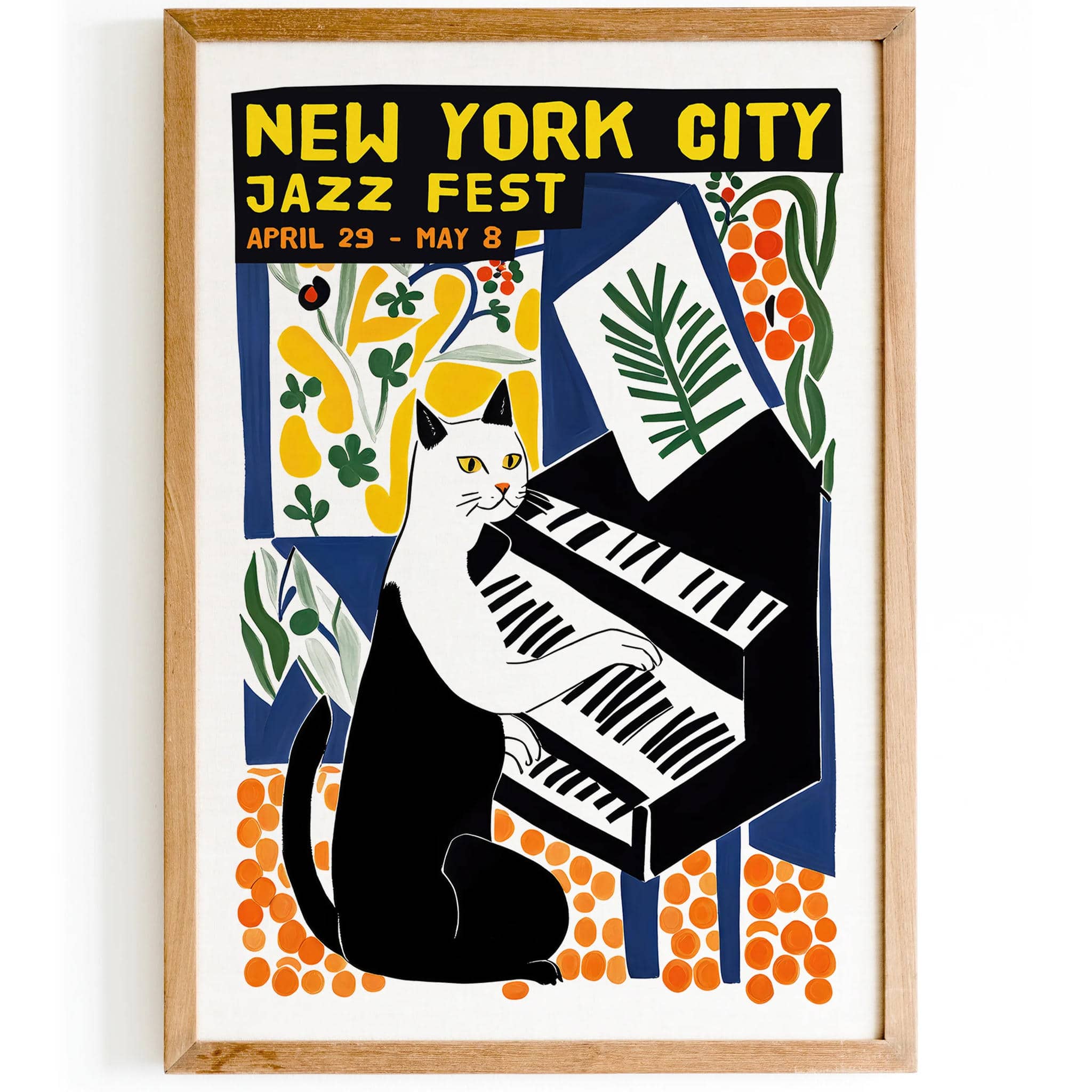 Retro Jazz Cat Poster - NYC Festival Wall Art – HypeSheriff