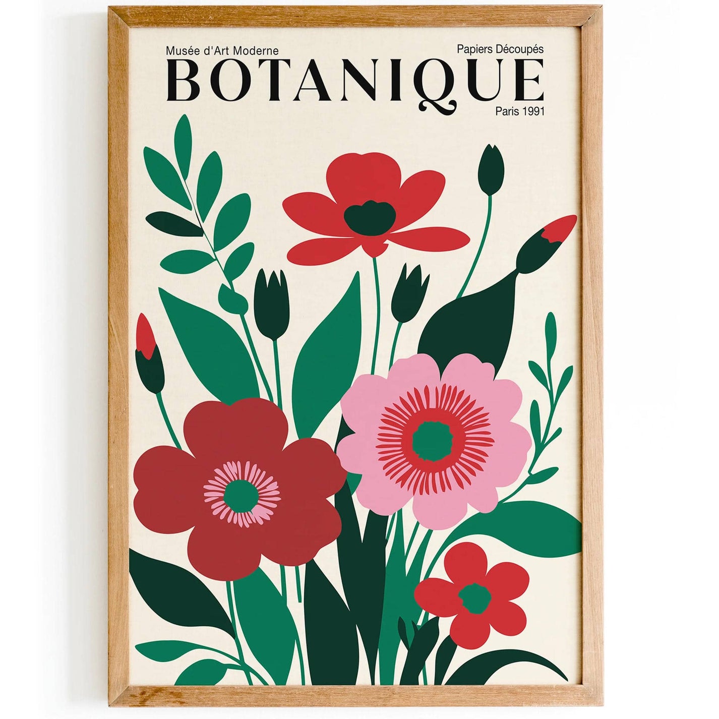 Red Floral Botanical Poster - Retro French Art Print – HypeSheriff