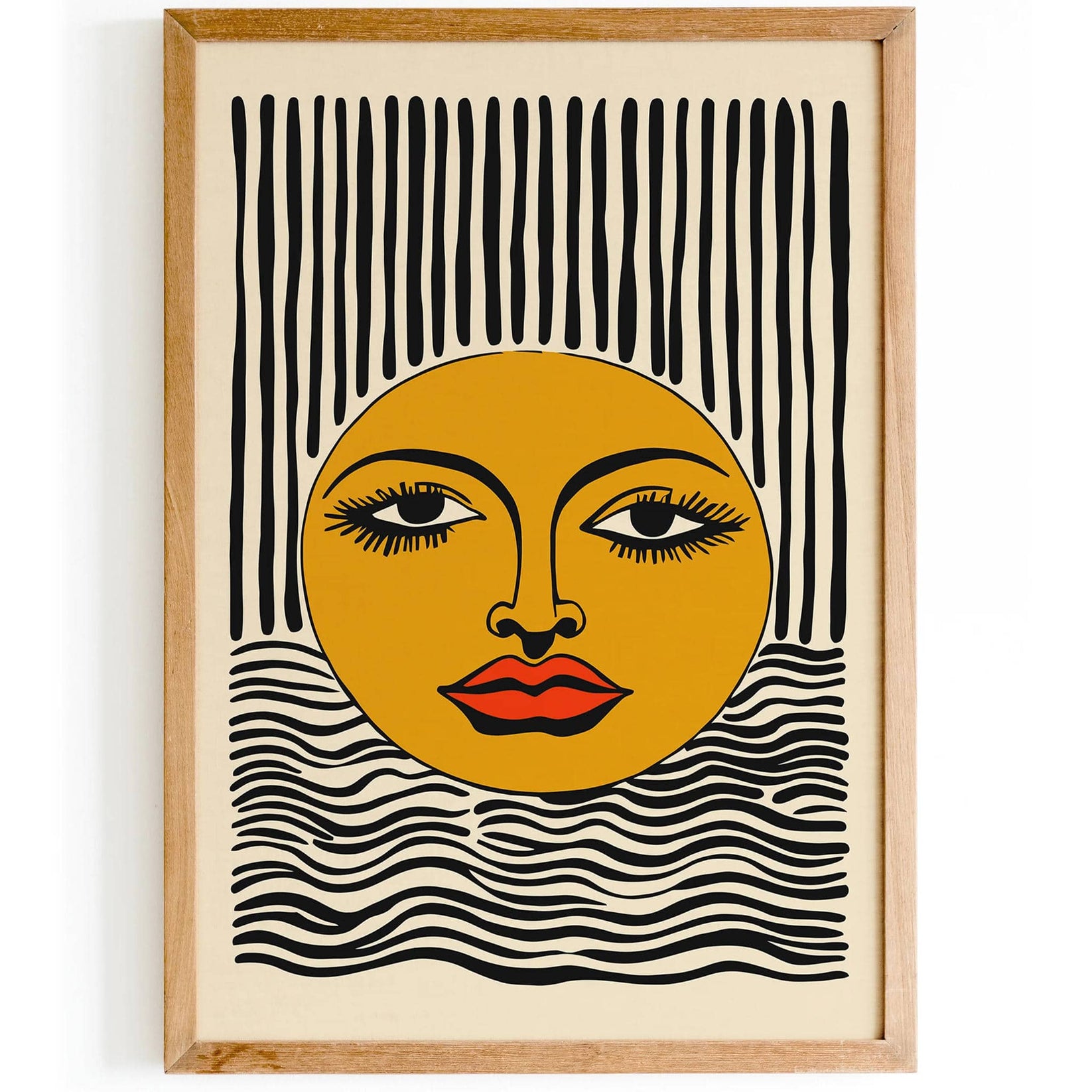 Boho Sun with Big Red Lips Wall Art – HypeSheriff