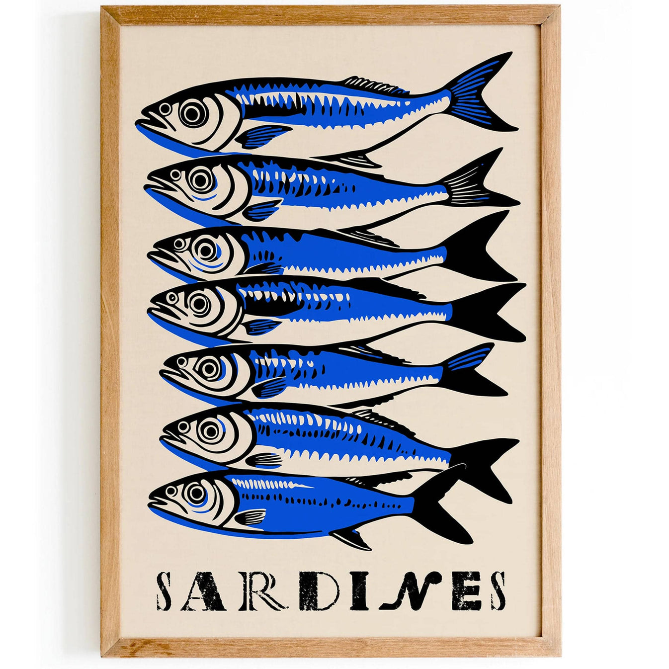 Blue Sardines Art Print Retro Kitchen Decor – HypeSheriff
