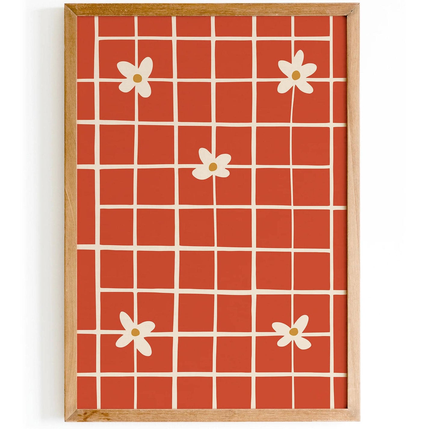 Retro 60s Red Checkered Flowers Poster – HypeSheriff