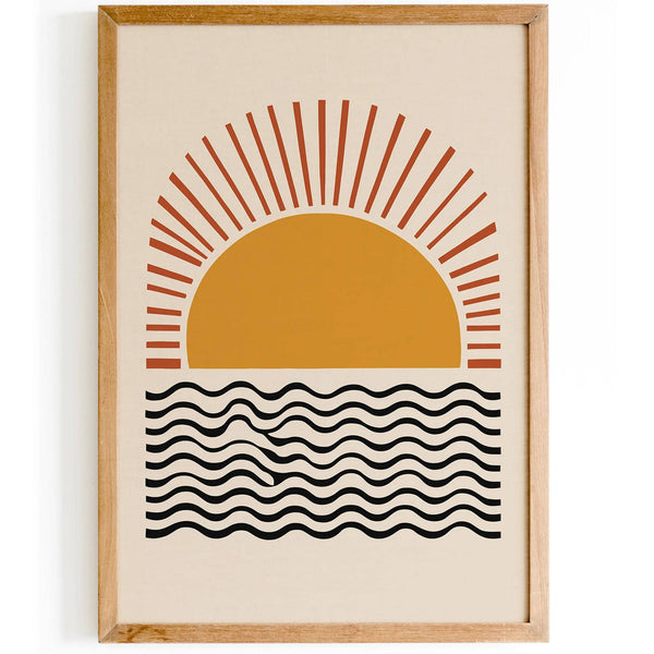 Rustic Line Art Sunset Art Print 2024 – HypeSheriff