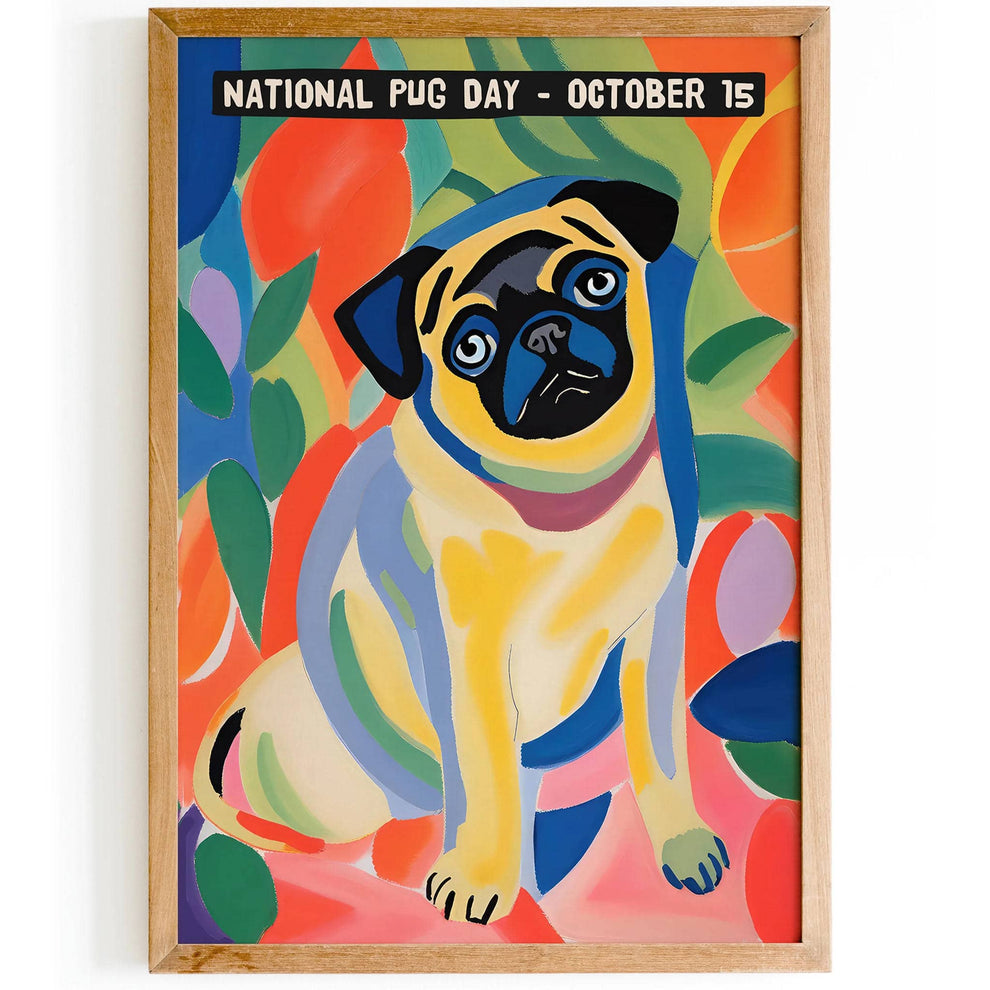National Pug Day - Cute Colorful Poster – HypeSheriff