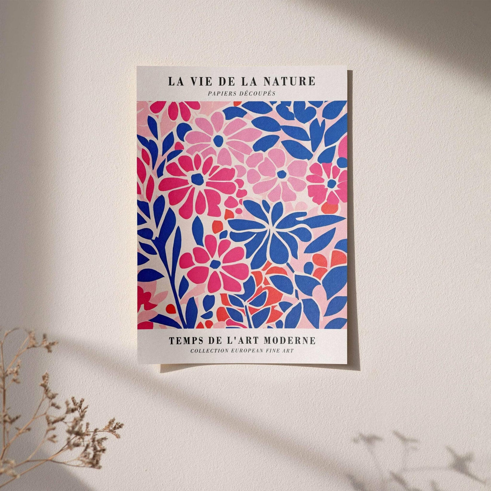 Pink and Blue Floral Poster – HypeSheriff
