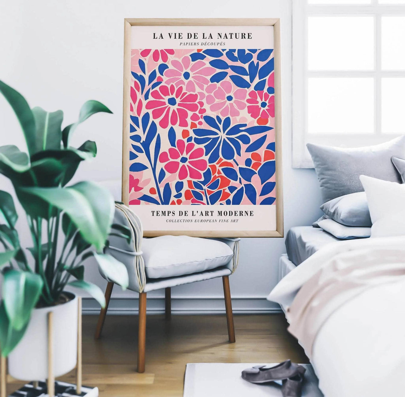 Pink and Blue Floral Poster – HypeSheriff