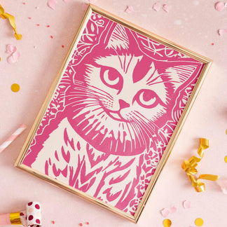 Pink Cat Nursery Poster – HypeSheriff