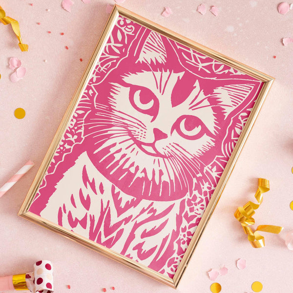 Pink Cat Nursery Poster – HypeSheriff