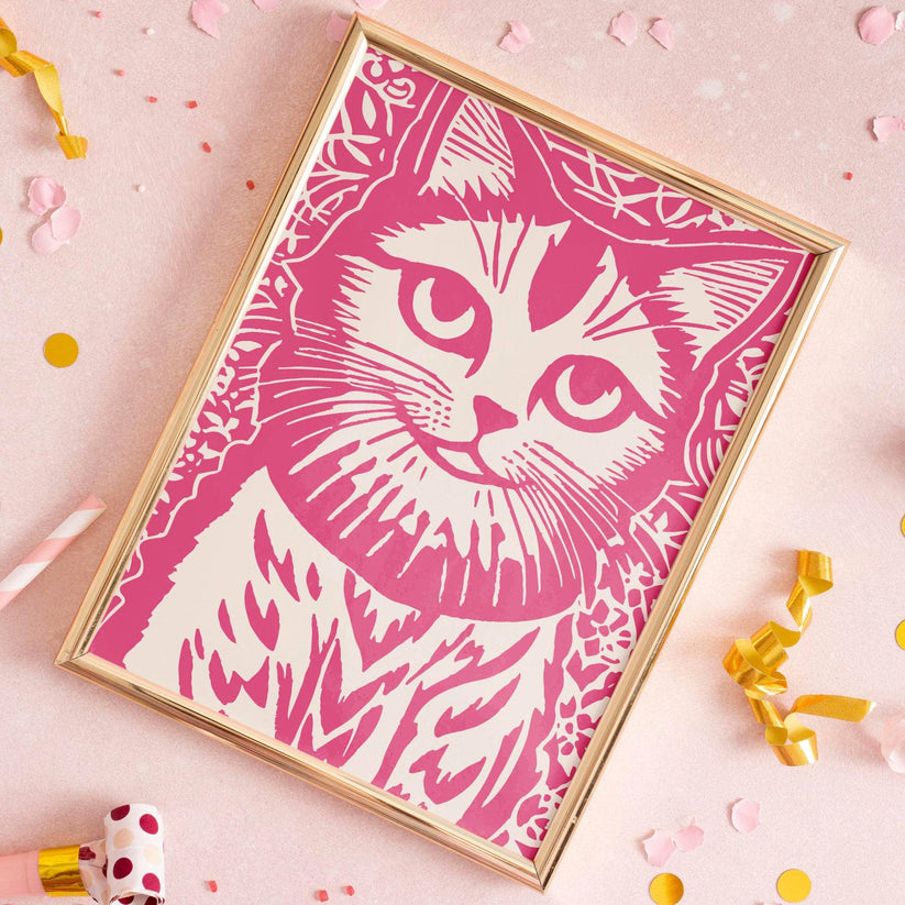 Pink Cat Nursery Poster – HypeSheriff