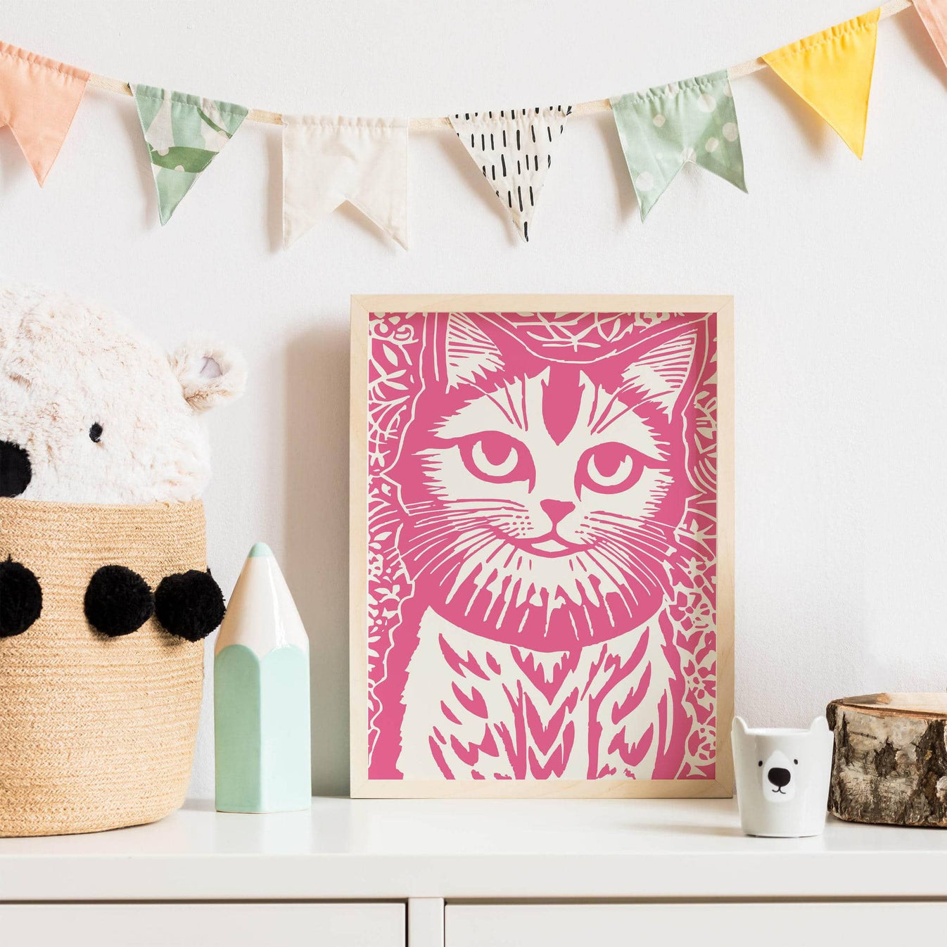 Pink Cat Nursery Poster – HypeSheriff