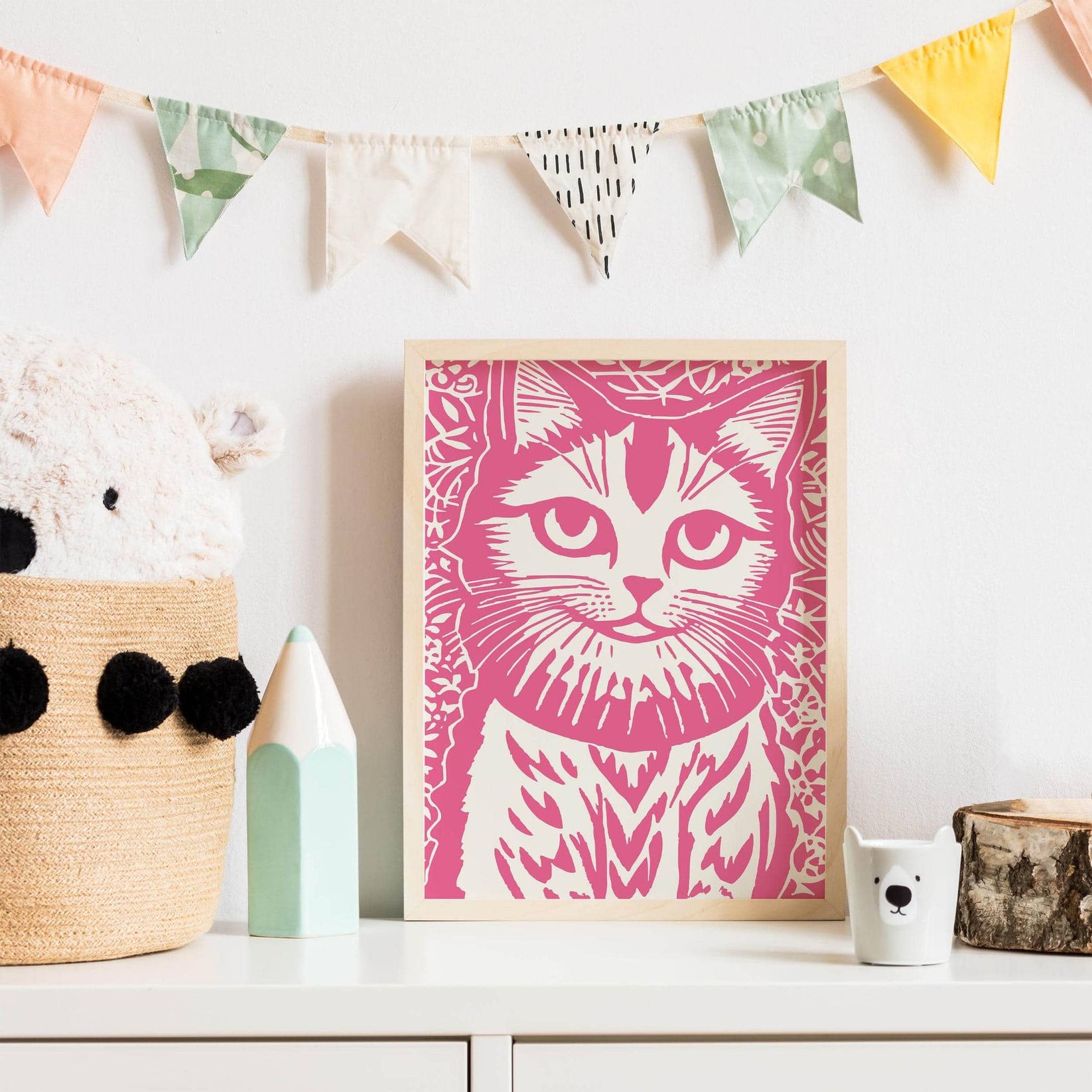 Pink Cat Nursery Poster – HypeSheriff