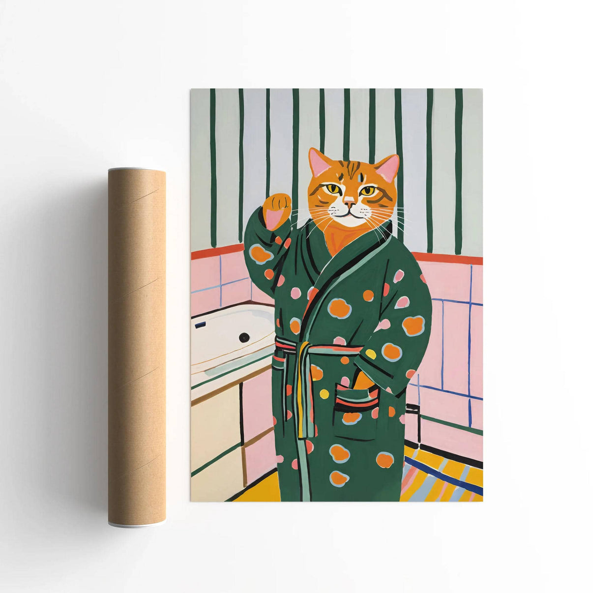 Orange Cat Bathroom Art Print – HypeSheriff