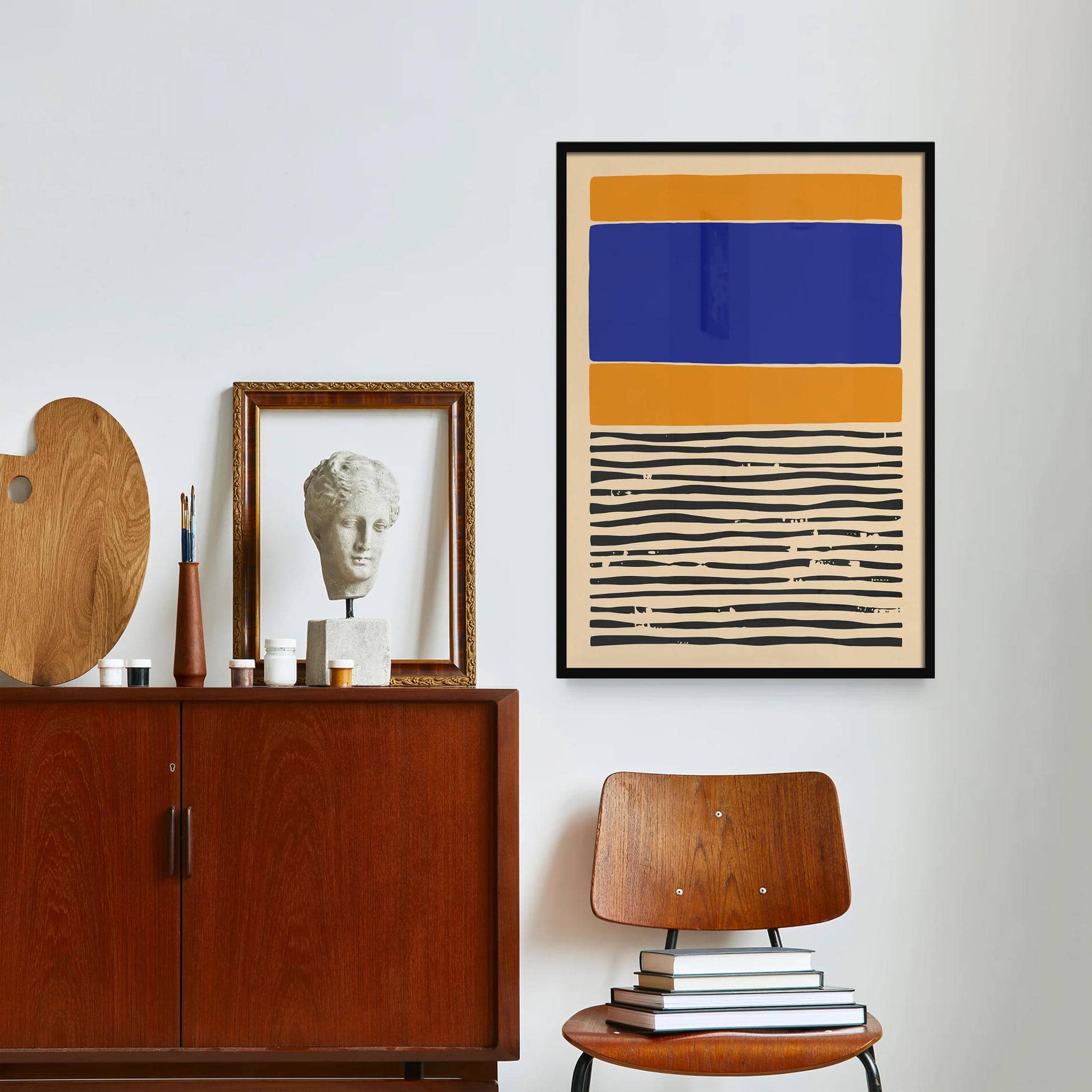 Abstract Blue and Yellow Line Art Poster – HypeSheriff