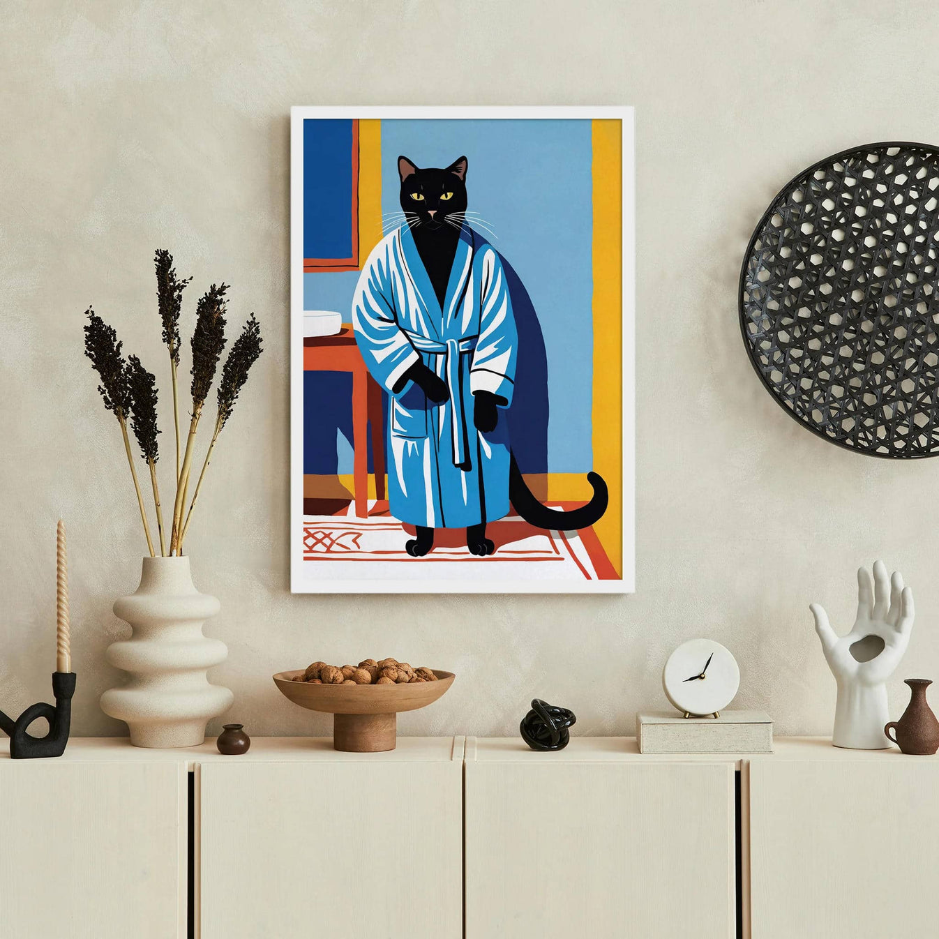 Bathrobe Cat Blue Bathroom Poster – HypeSheriff