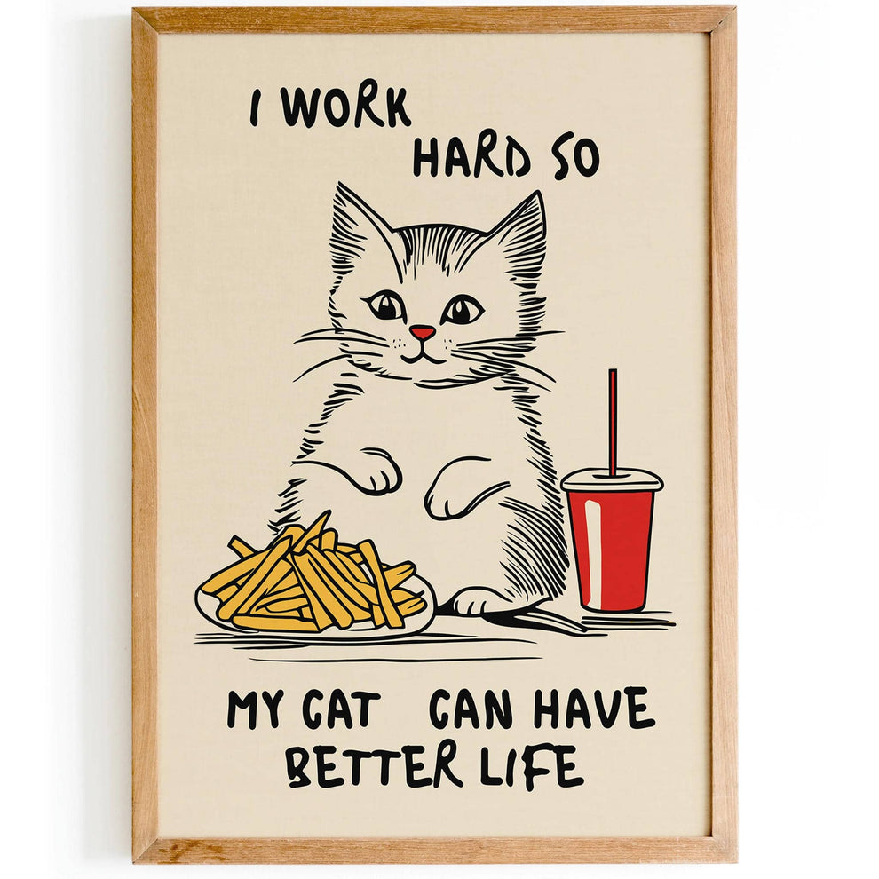 Cat and Fast Food Poster – HypeSheriff
