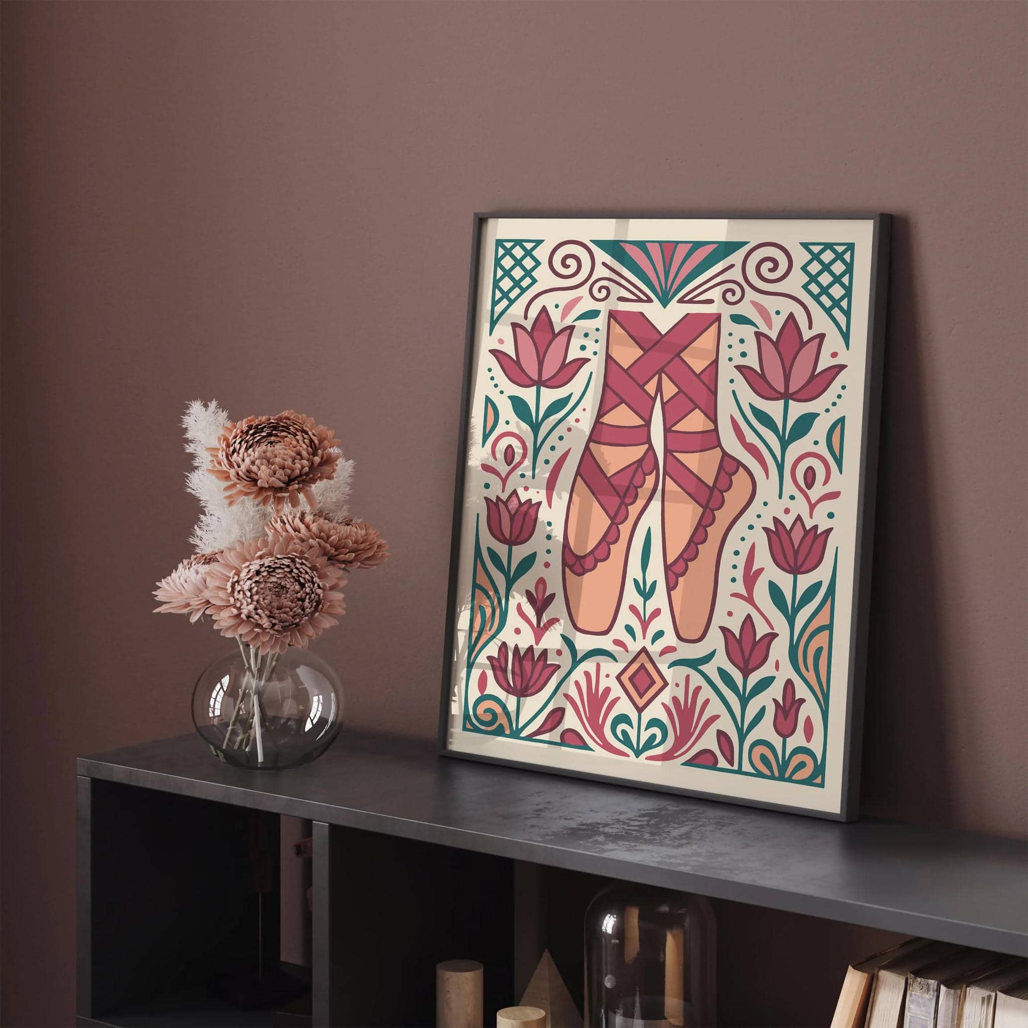 Pointe Ballet Shoes Poster in Art Deco Style – HypeSheriff