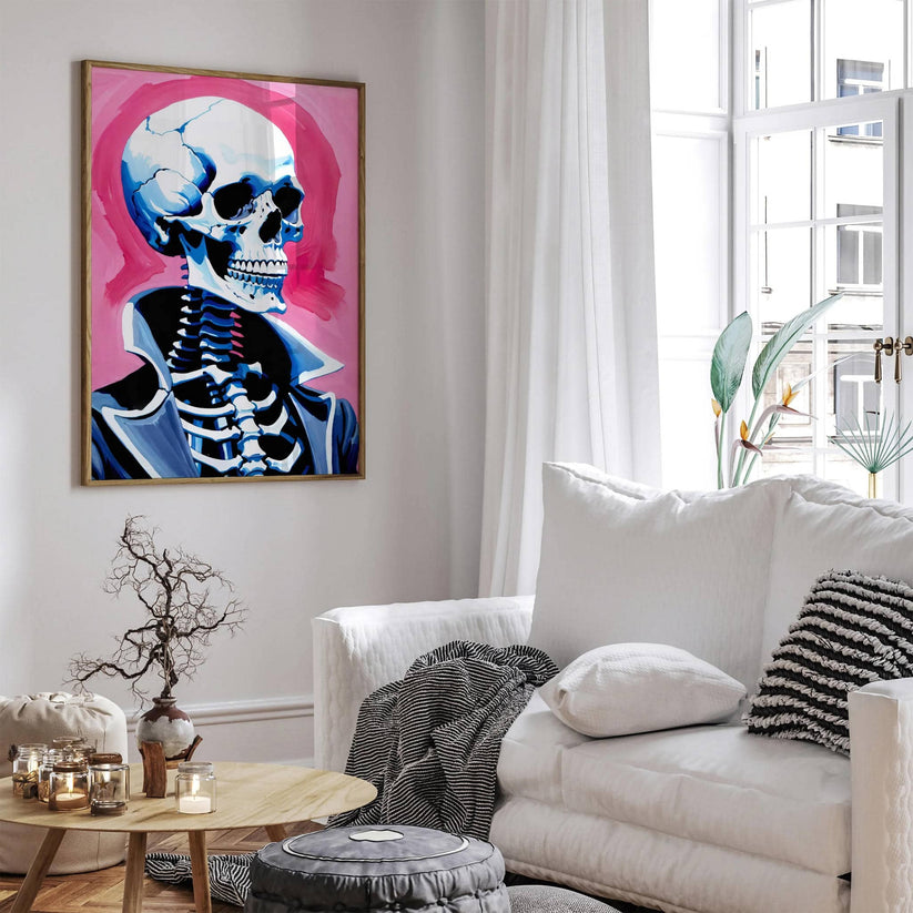 Skeleton Pink Halloween Art Print 2024 – HypeSheriff