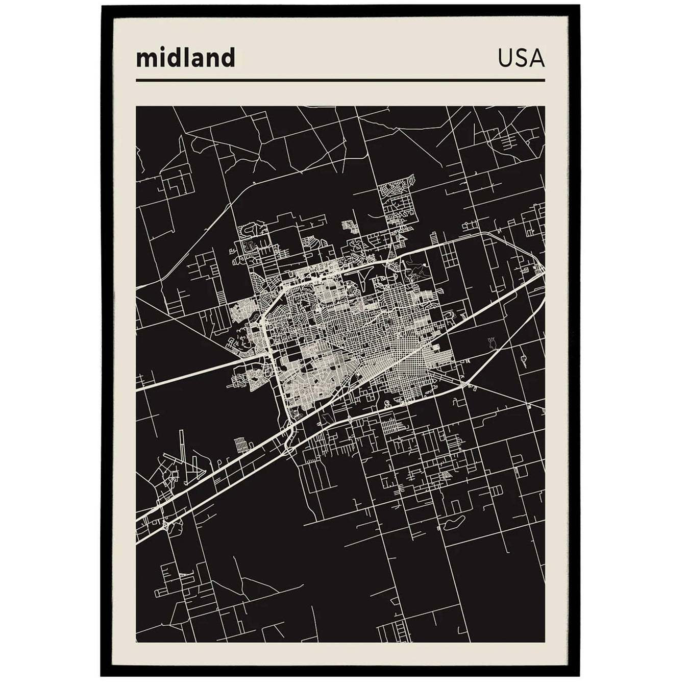 Midland, USA - City Map Poster – HypeSheriff