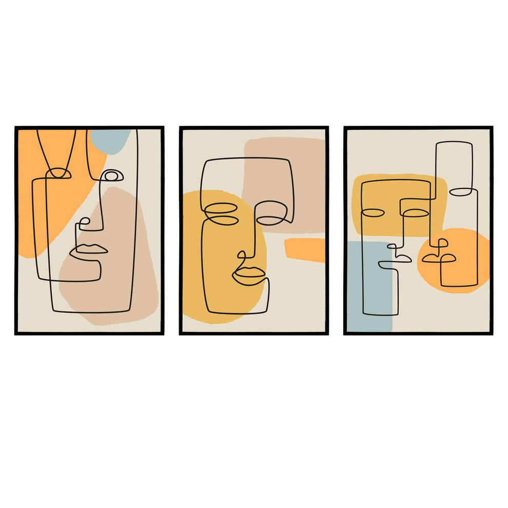 Set of 3 Matching Line Art Prints – HypeSheriff