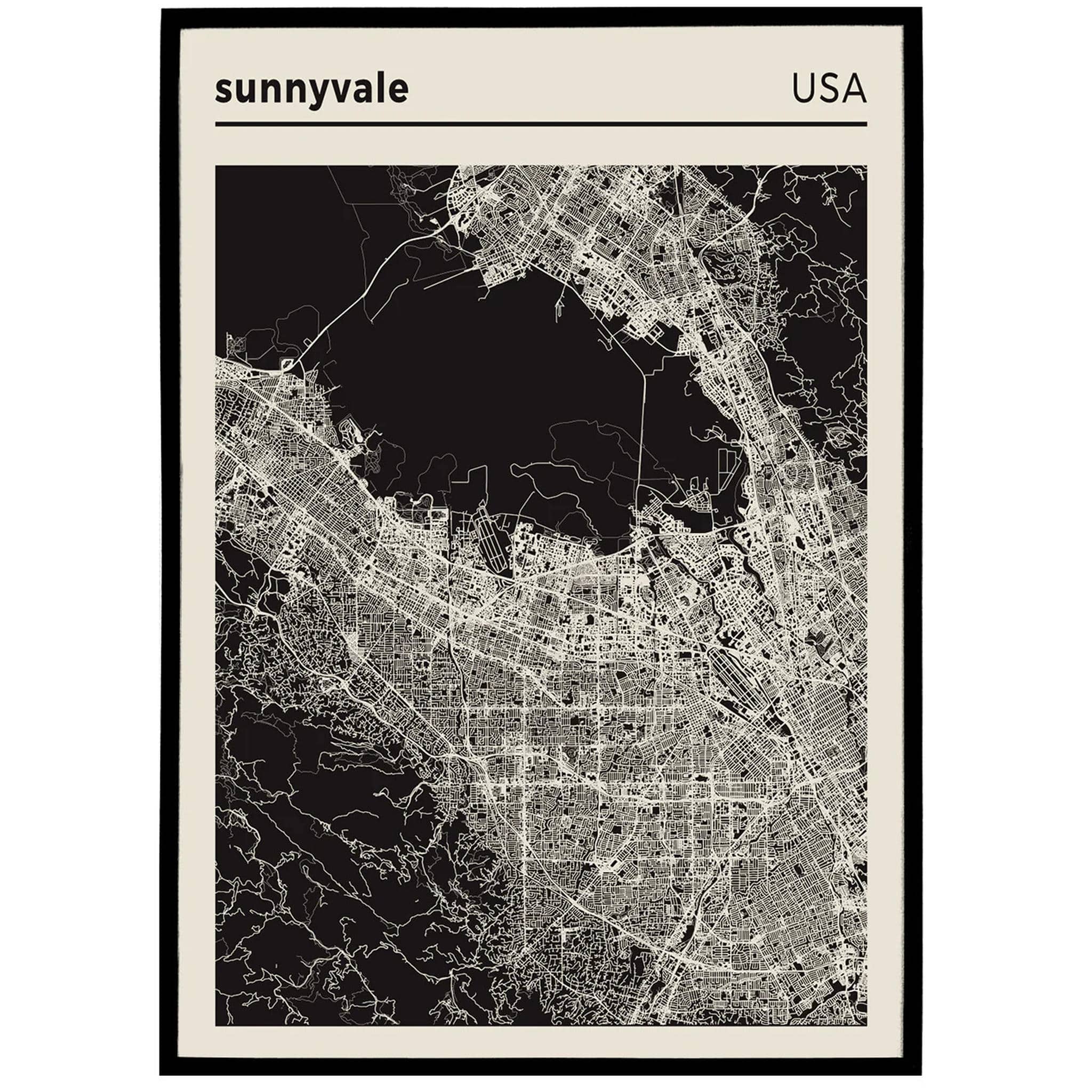 Sunnyvale - USA, Map Art Print – HypeSheriff