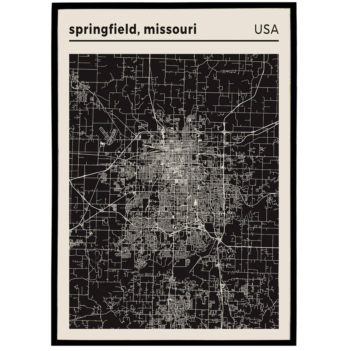 Springfield, Missouri | City Map Poster Print — HypeSheriff
